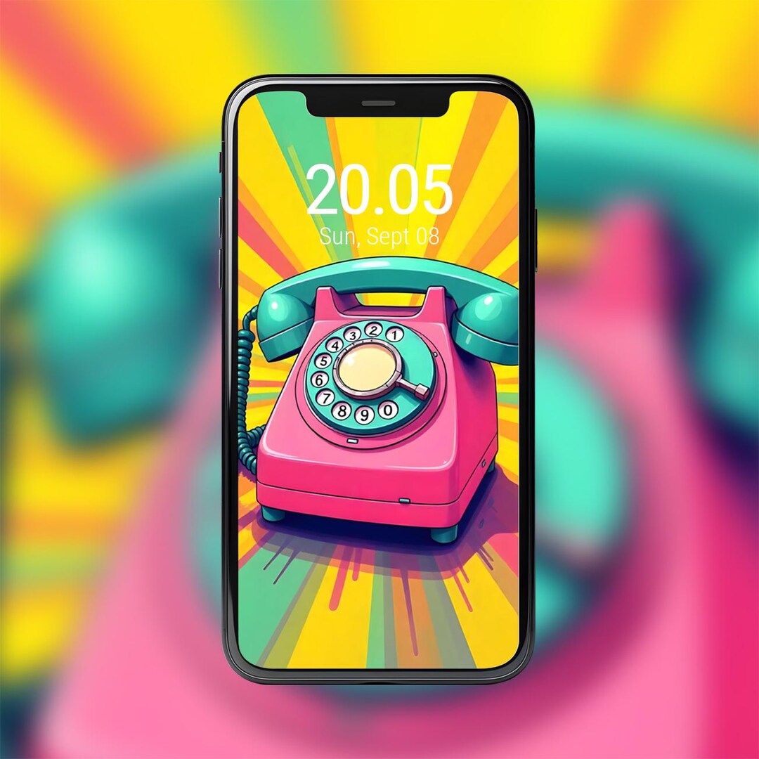 Vintage Retro Corded Telephone 80s Aesthetic Mobile Home Screen ...
