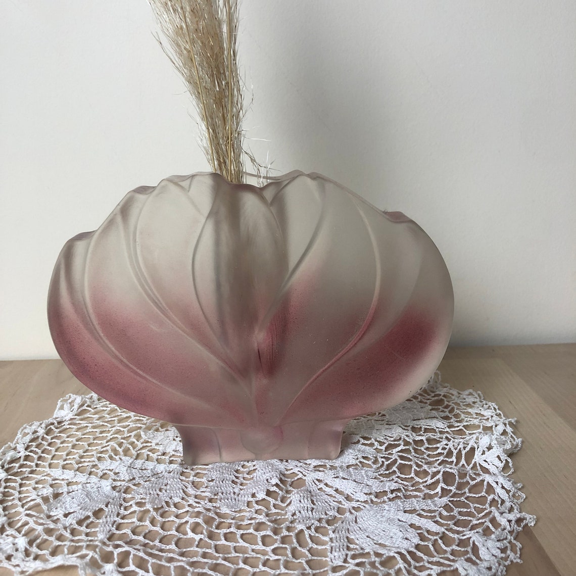 Original Labelled Walter Crystal Glass Art Deco Bicolor Clear and Pink ...