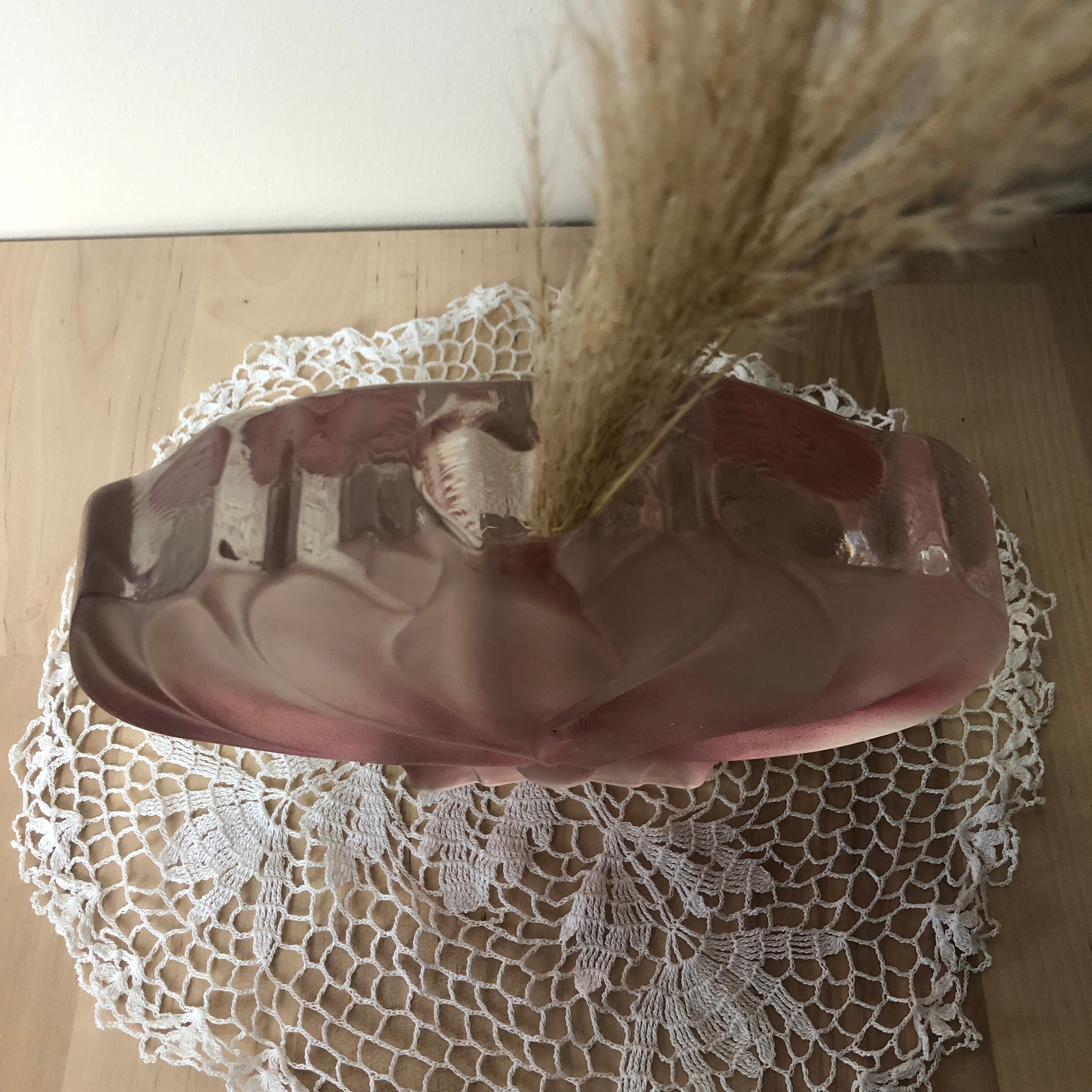 Original Labelled Walter Crystal Glass Art Deco Bicolor Clear and Pink ...