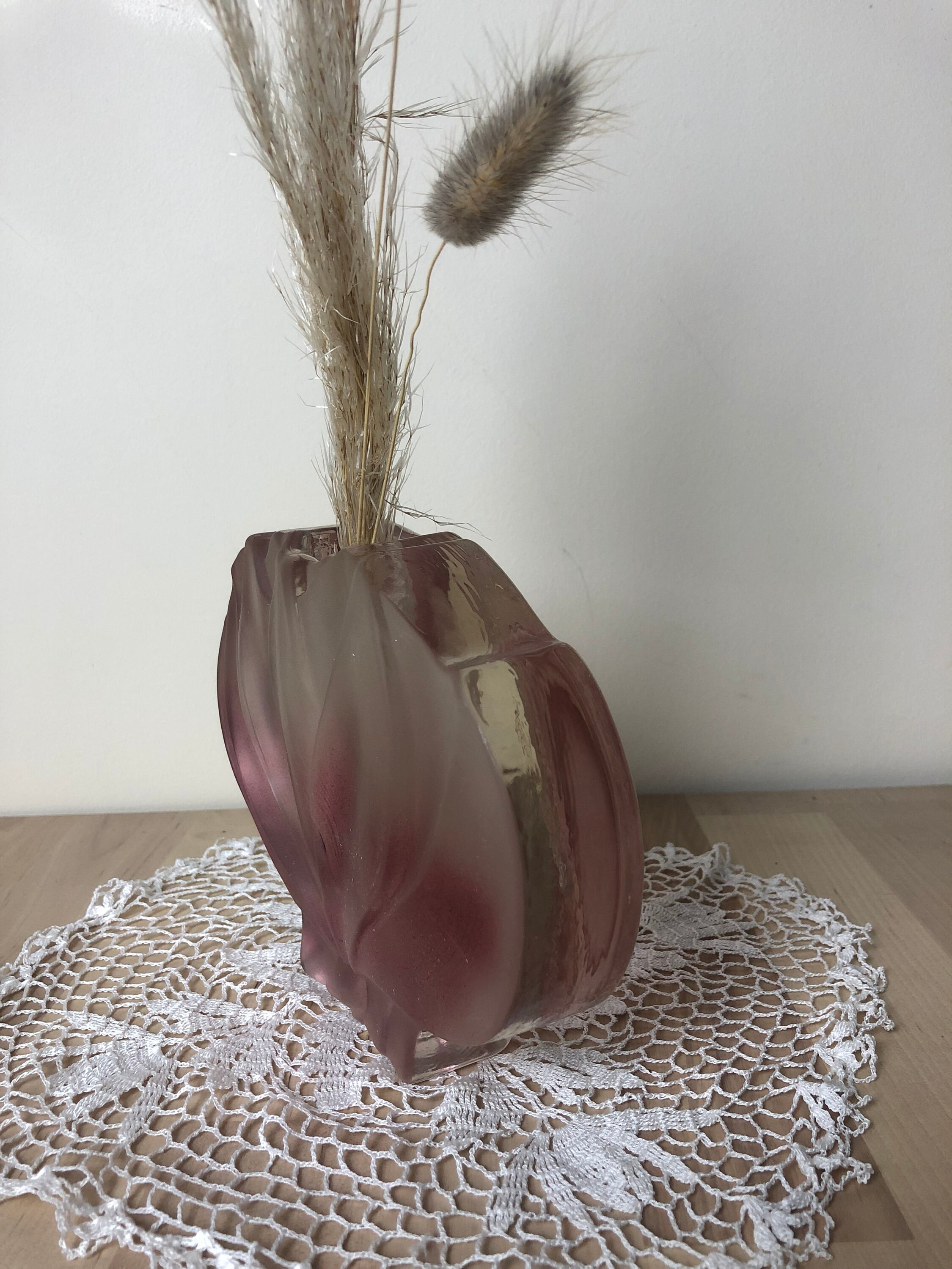 Original Labelled Walter Crystal Glass Art Deco Bicolor Clear and Pink ...