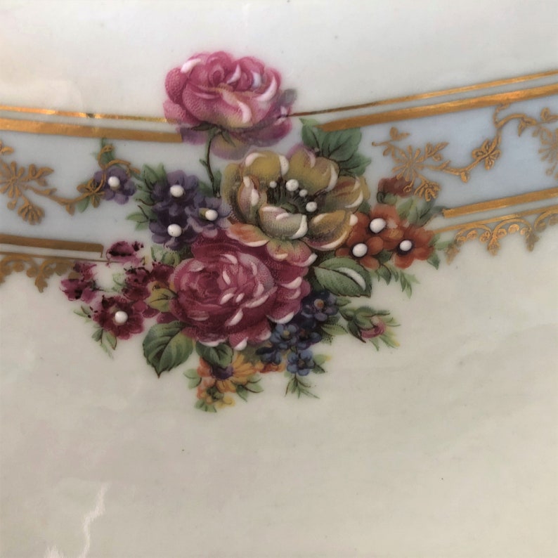Antique Limoges Porcelain Salad Fruit Bowl Flower Garlands Signed Hand ...
