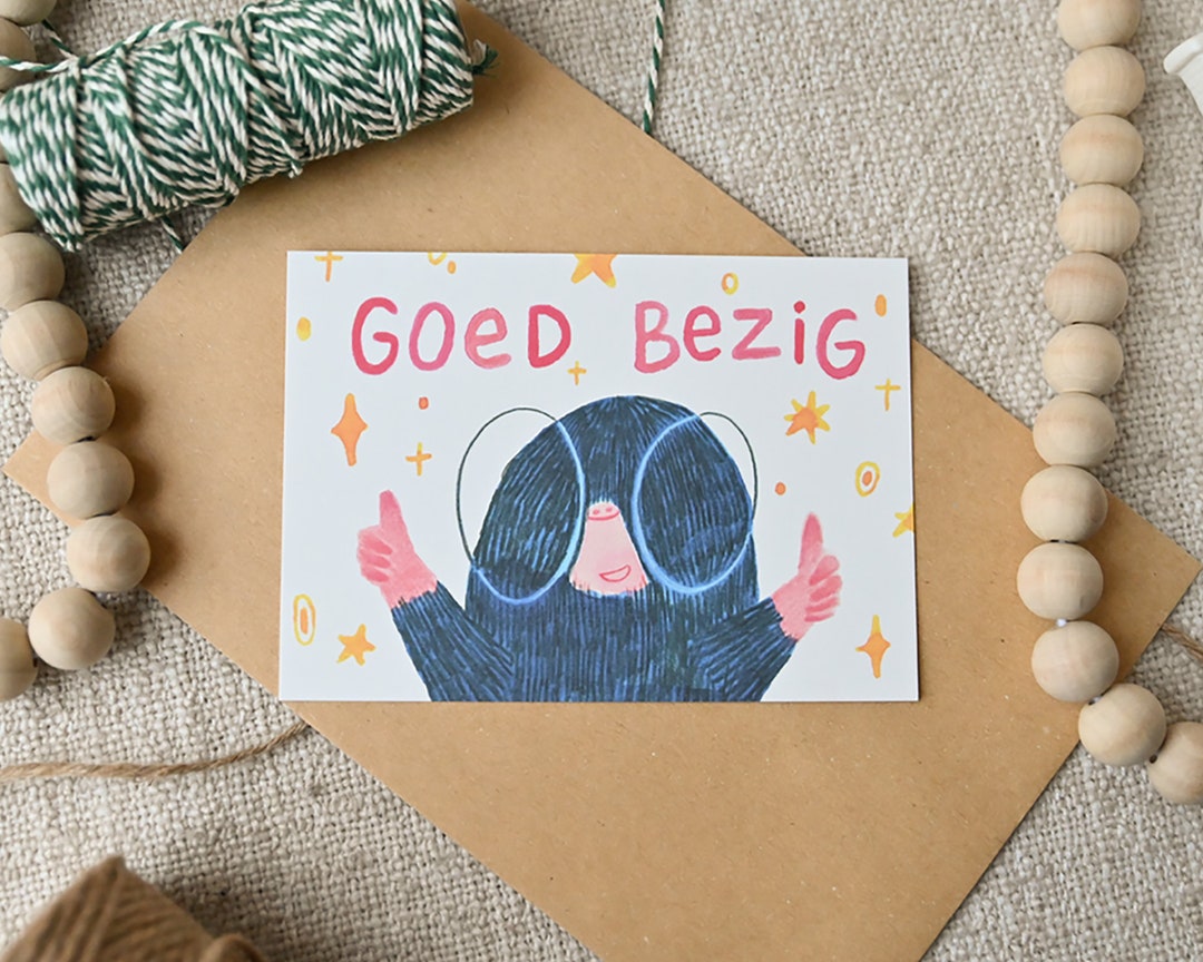Goed Bezig postcard Illustration Greeting card Wall decor Art print A6 ...