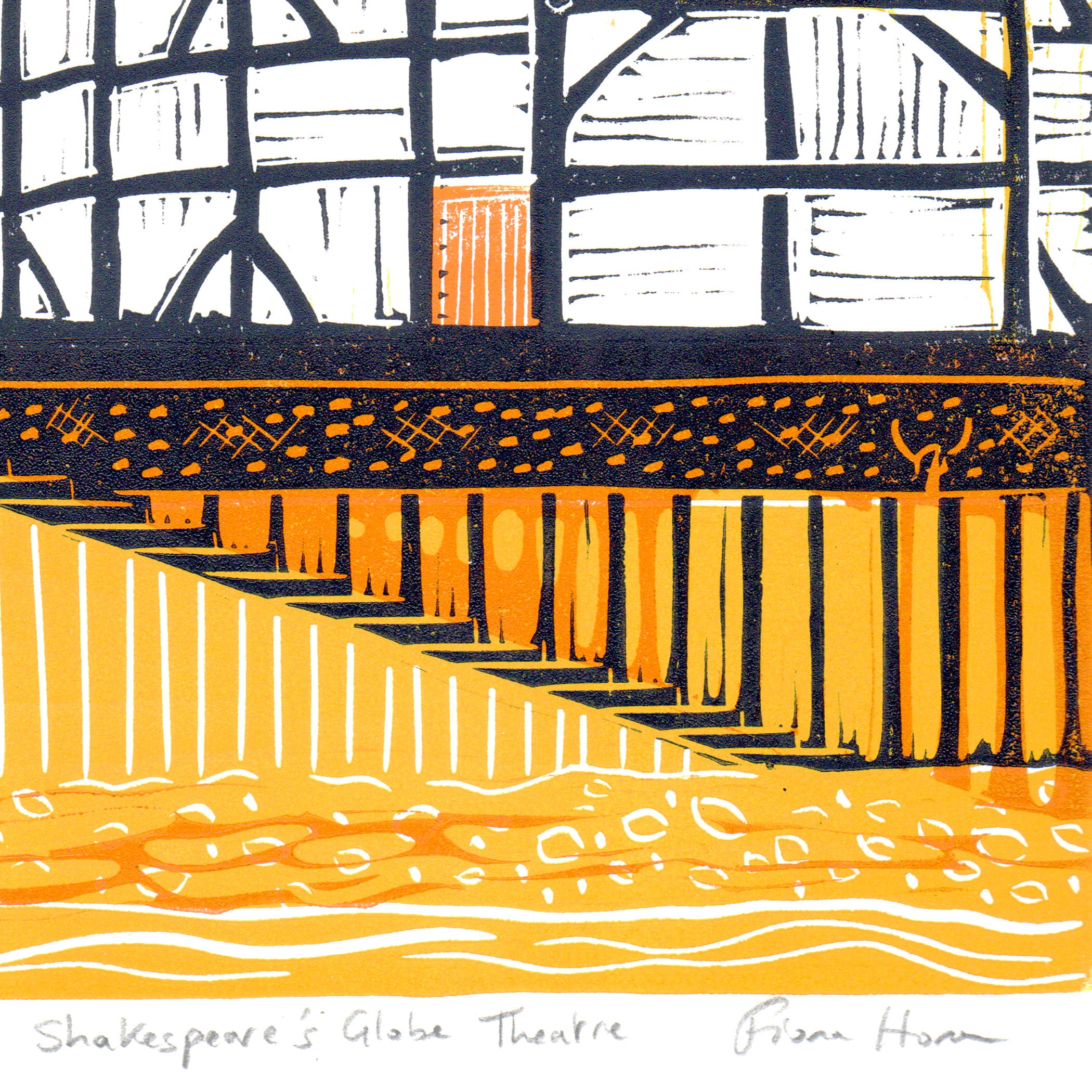 Shakespeare's Globe Theatre Original Linocut Print Art - Etsy