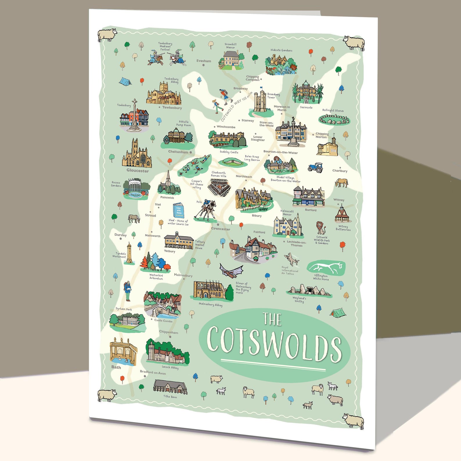 Cotswolds Map Greetings Card - Etsy