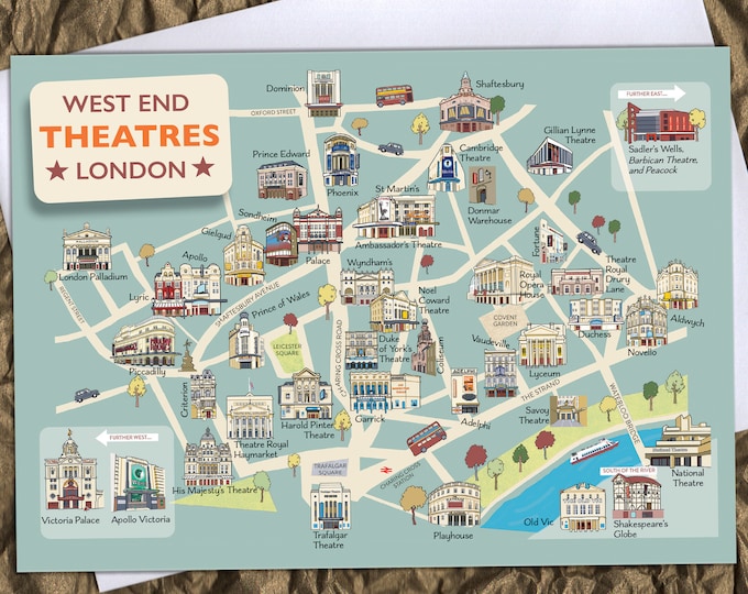 Theatres of London Map - Etsy UK