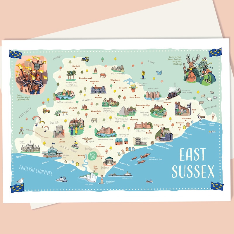 East Sussex Maps - Etsy