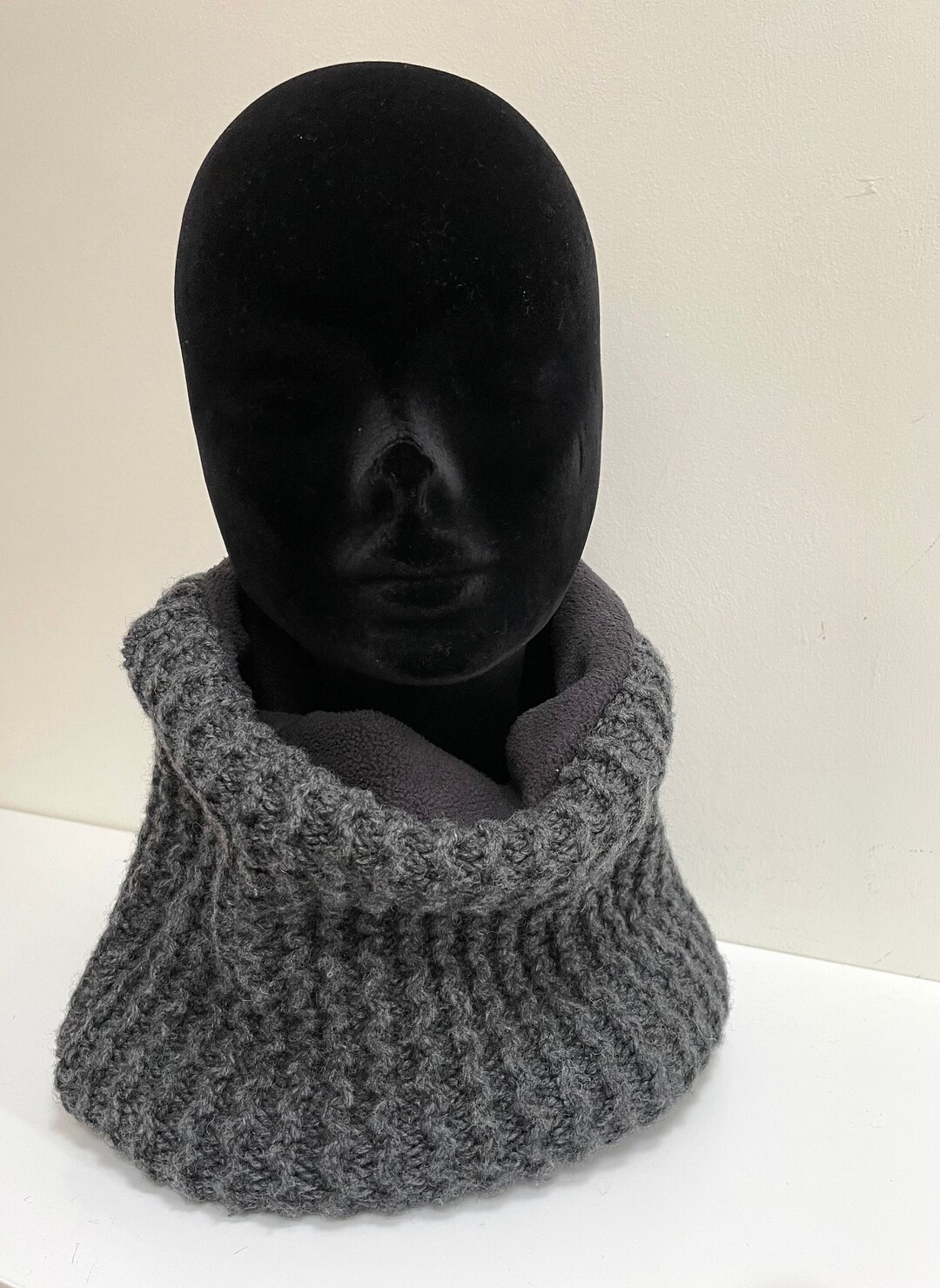 Upcycled Fabric Snood Neck Scarf, Chunky Grey Fleece Lined Scarf ...