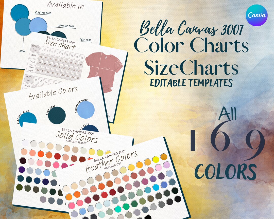 Bella Canvas 3001 Color Chart Bella Canvas 3001 Size Chart Canva ...