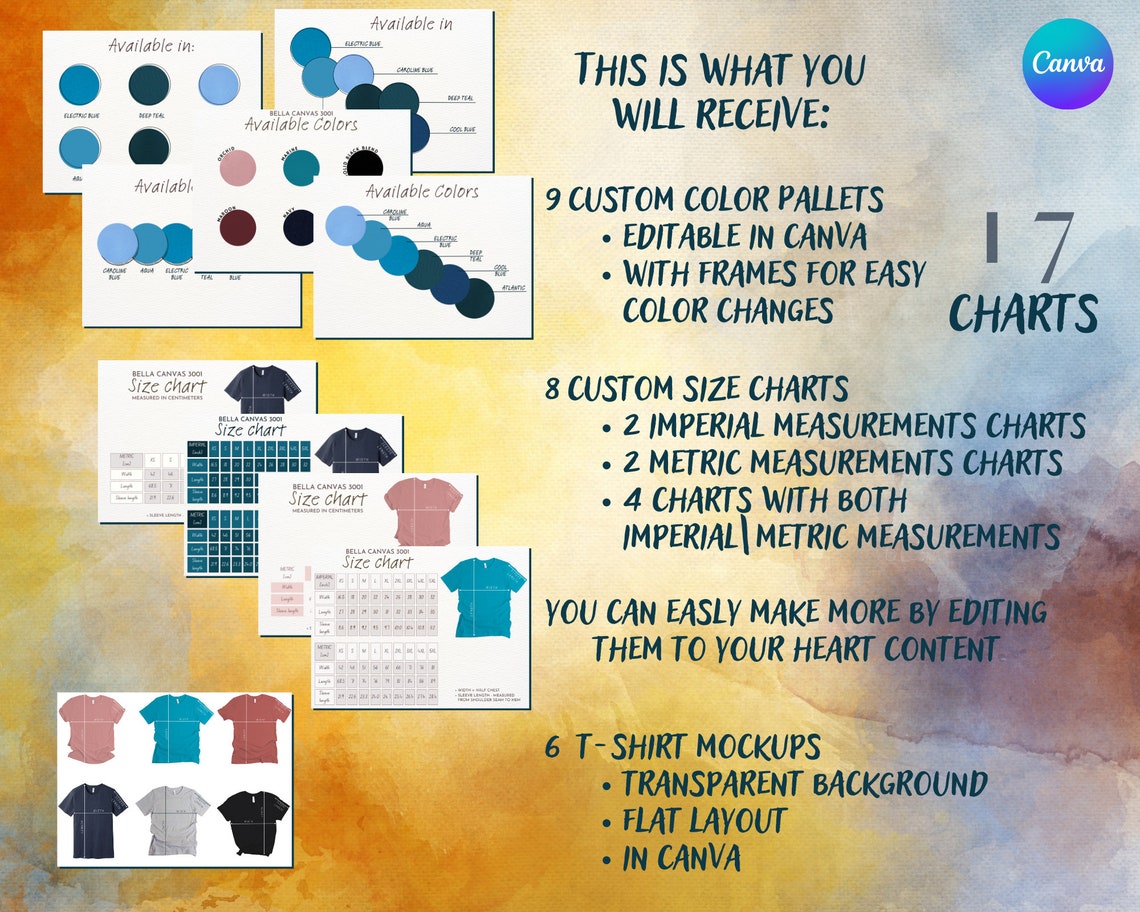 Bella Canvas 3001 Color Chart Bella Canvas 3001 Size Chart Canva ...