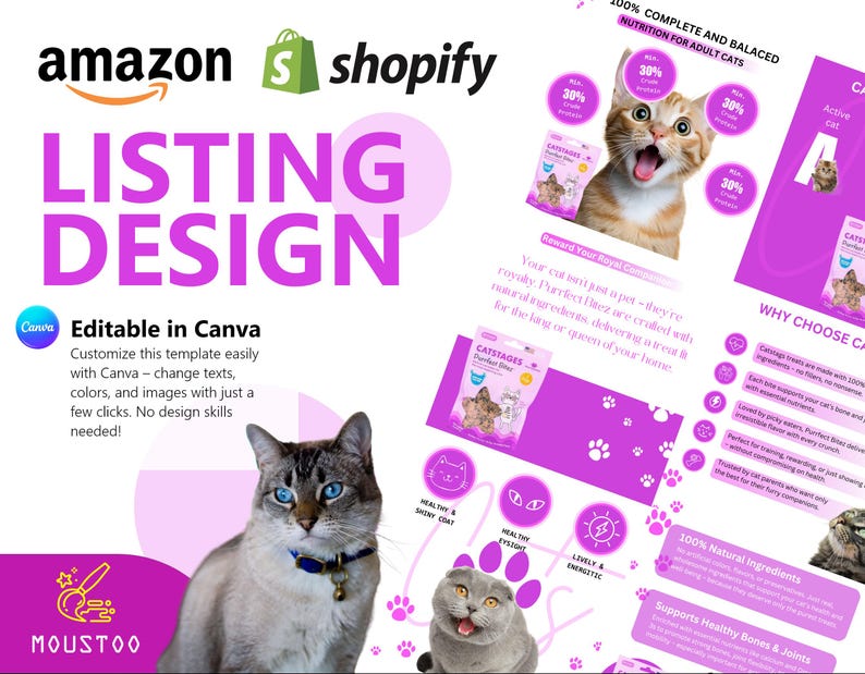 Amazon A+ Content Templates, Cat Treats EBC Design (canva Editable) - Etsy
