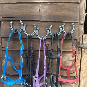 EQUESTRIAN TACK RACK Rustic Design, Horseshoe Rack, 5 Hook Hanger ...