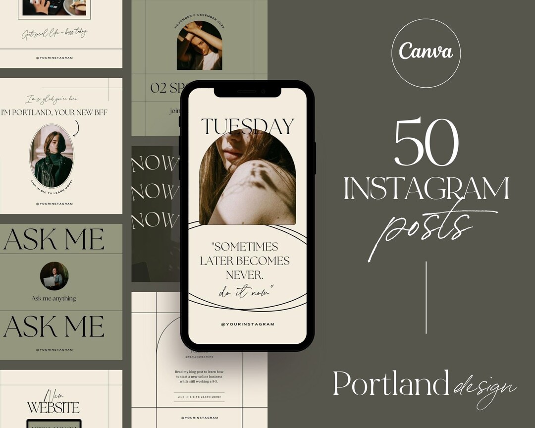 Instagram Post Template Green Instagram Template Instagram - Etsy