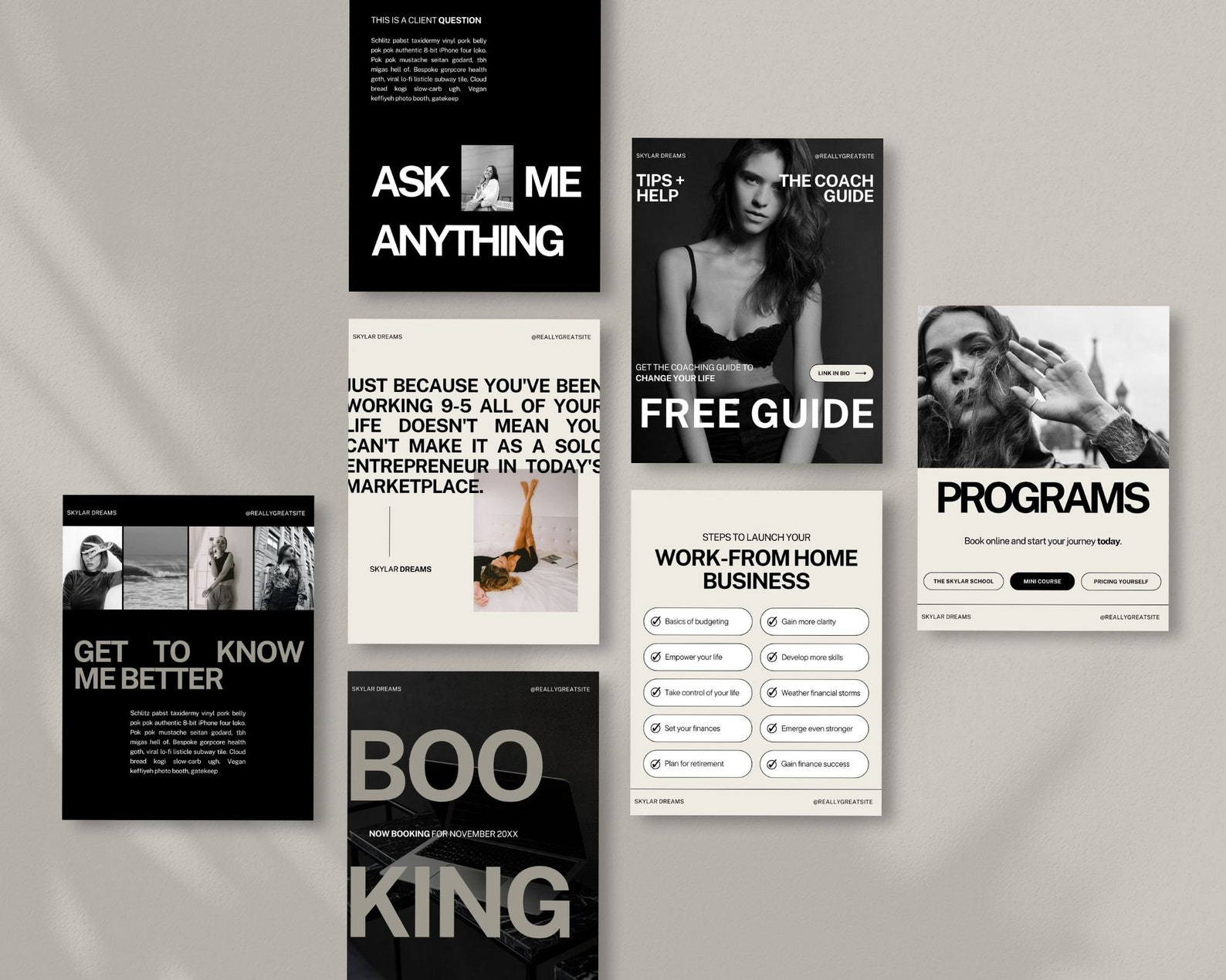 Skylar Dreams Instagram Template Canva | 50 Editable Instagram Posts ...