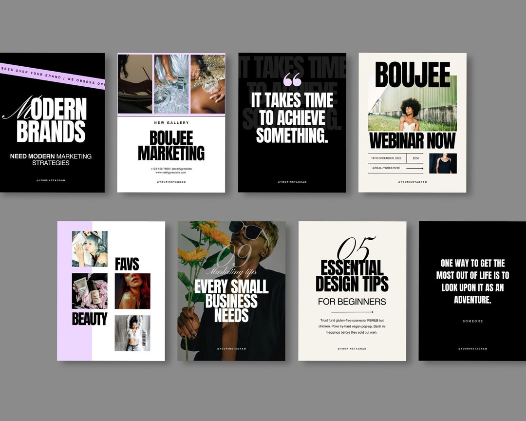 Bold Instagram Post Template: Marketing Canva Designs (50 Editable) - Etsy