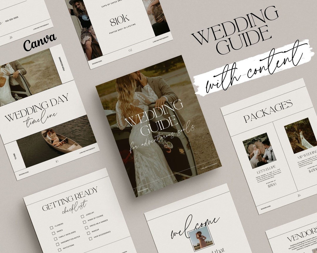 Wedding Guide Template With Content Photographer Pricing Guide Seamless ...