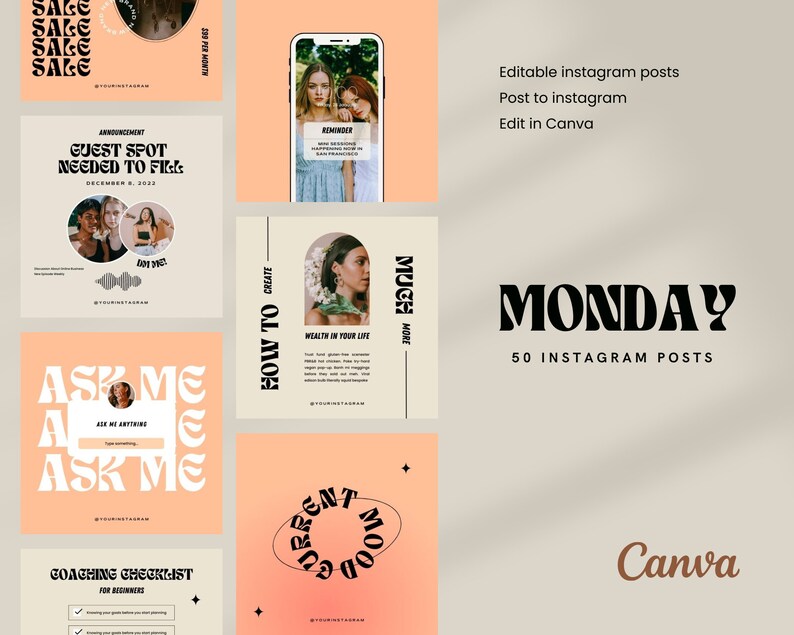Instagram Post Template Instagram Template Instagram Posts - Etsy