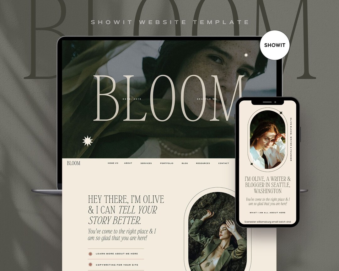 Author Website Template, Website Template Portfolio, Showit Template ...