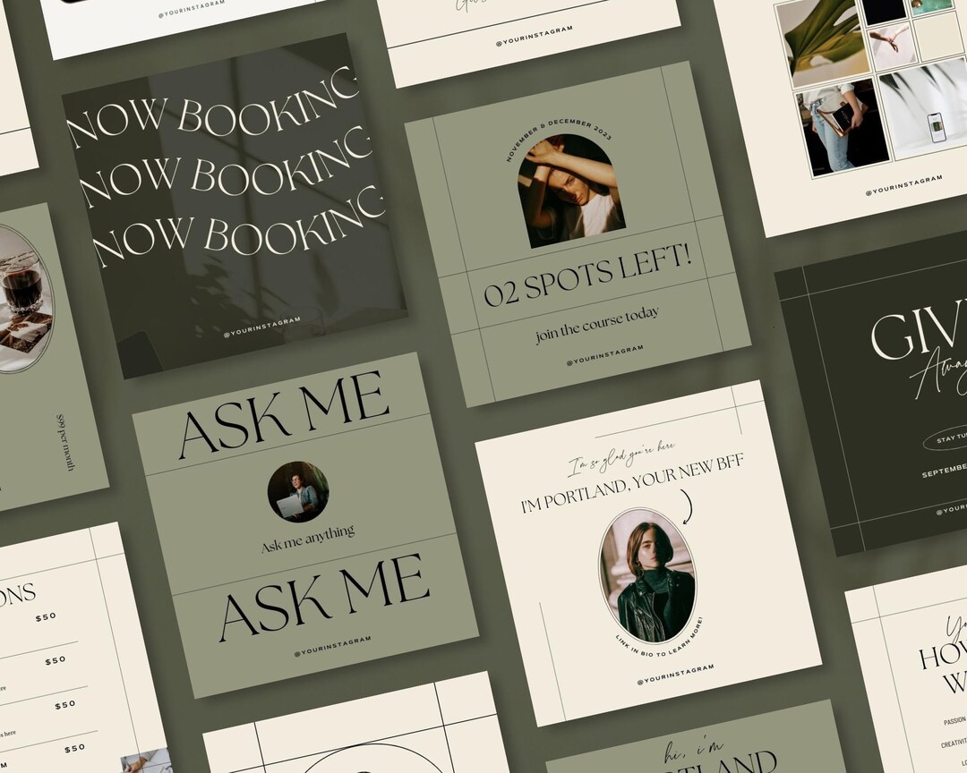 Instagram Post Template Green Instagram Template Instagram - Etsy