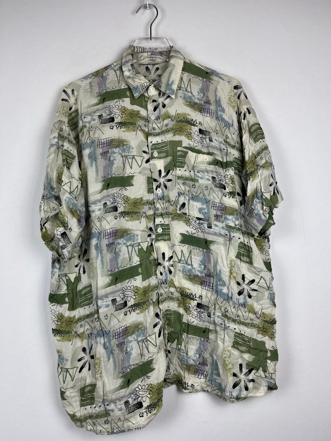 Vintage Short Sleeve Crazy Pattern Shirt Retro Men / Women / Unisex ...