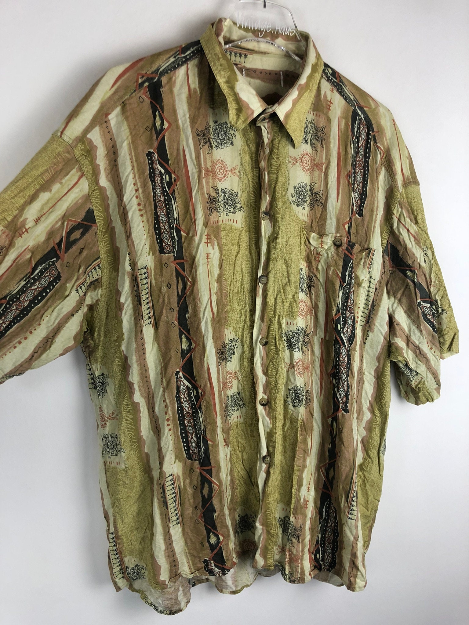 Vintage Short Sleeve Crazy Pattern Shirt Retro Men / Women / Unisex ...