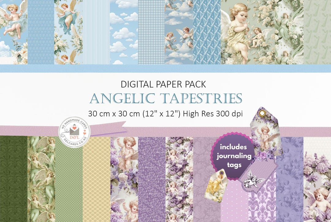 Angel Digital Paper Pack, Scrapbooking, Cupid Pattern (digital Download ...