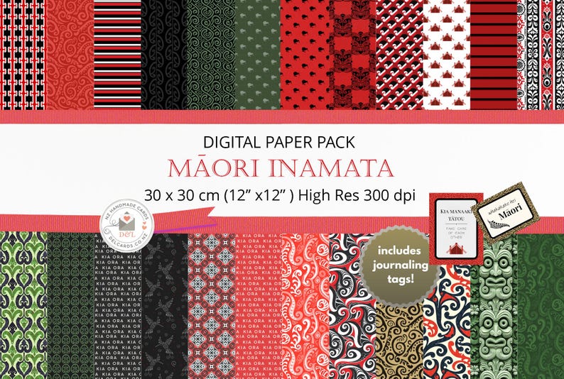 Maori Digital Paper Pack: Scrapbooking & Card Making (instant Download ...