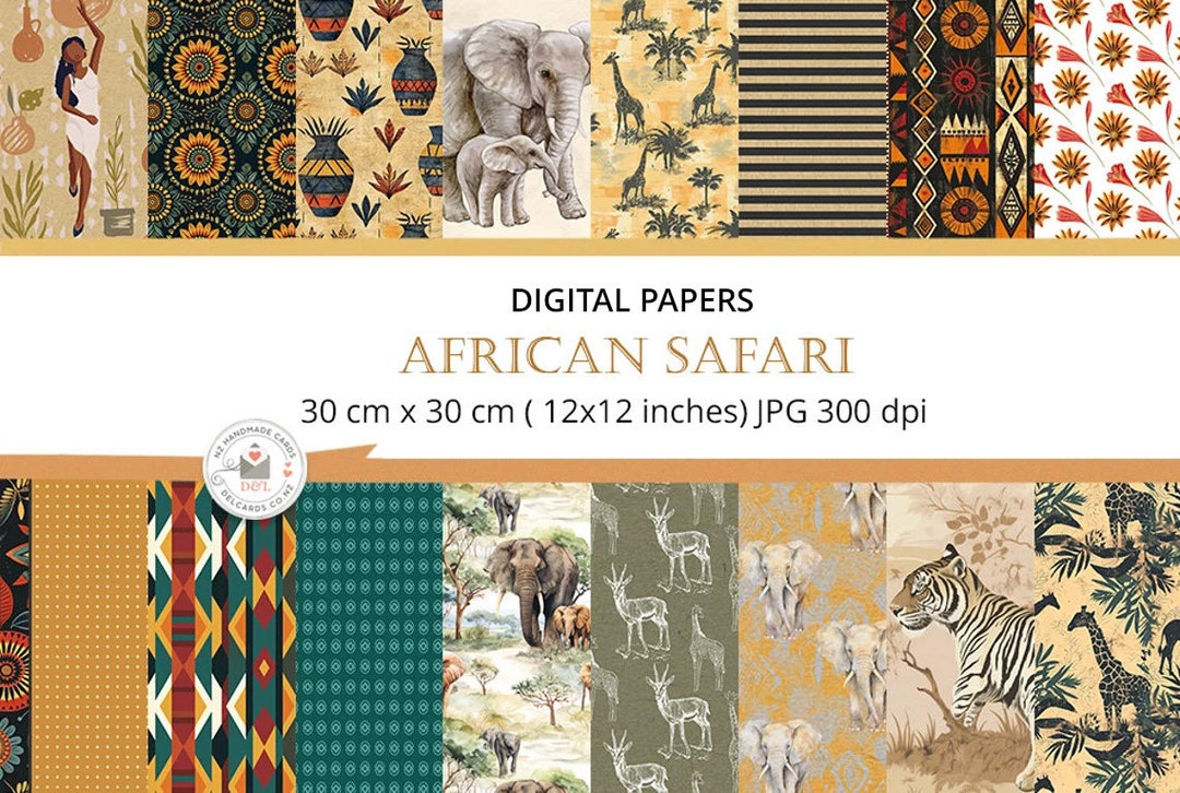 Digital Papers African Safari Themed, Digital Scrapbooking Paper ...