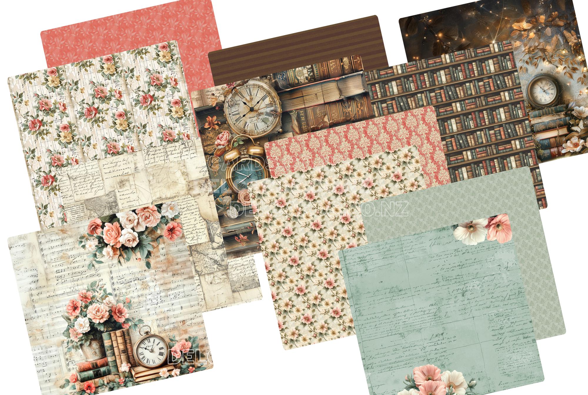 Vintage Chronicles Digital Paper Pack: Scrapbook Ephemera (digital ...