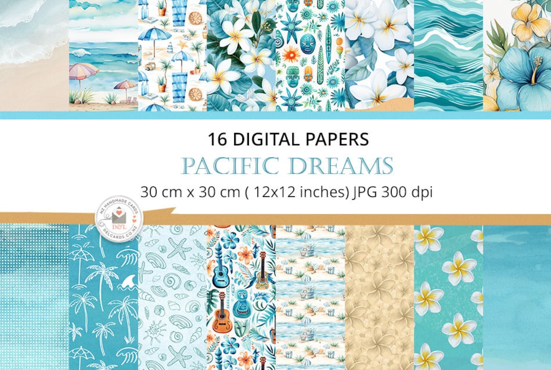Digital Papers, Digital Scrapbooking Paper, Instant Download, Pacific ...