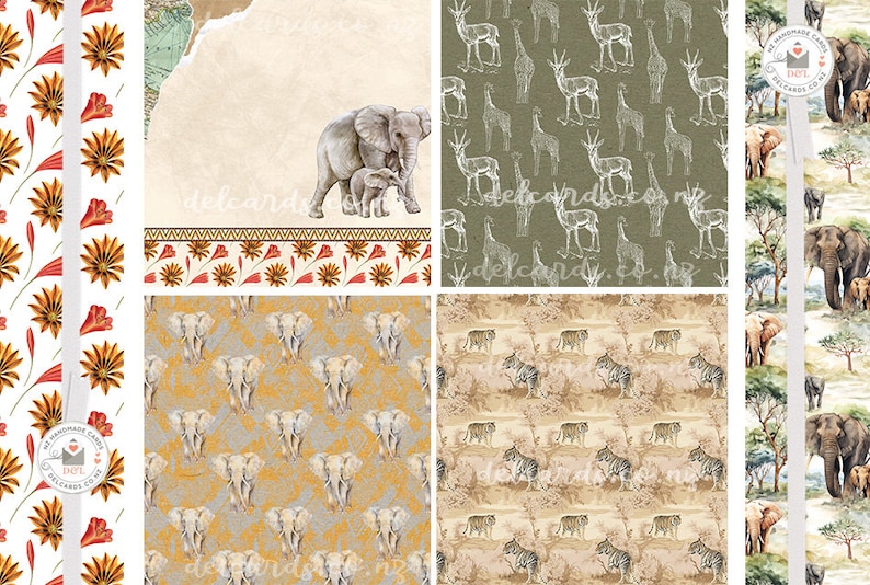Digital Papers African Safari Themed, Digital Scrapbooking Paper ...