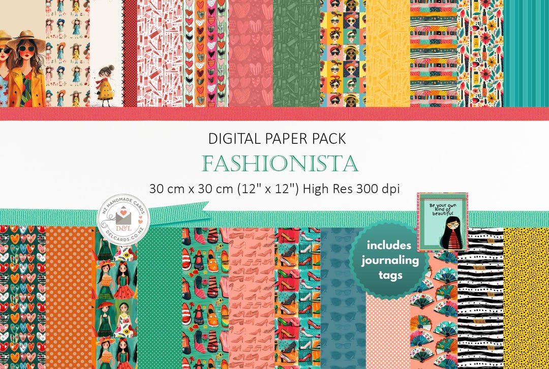 Fashionista Digital Paper Pack: Makeup & Accessories (digital Download ...