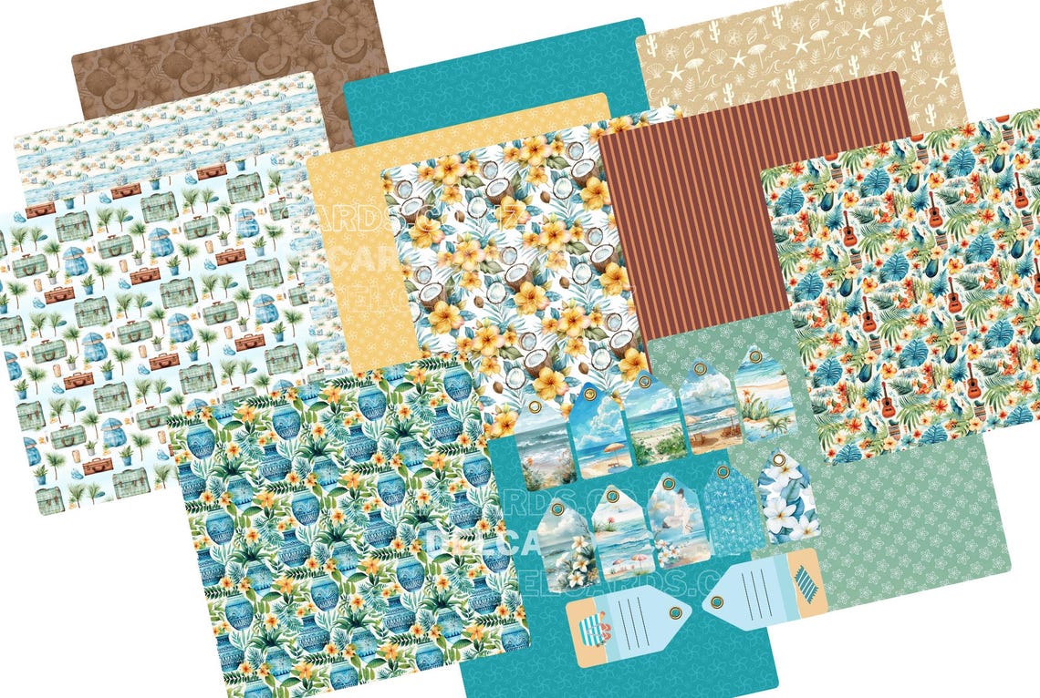 Pacific Islands Digital Paper: Beach Holiday Scrapbook (instant ...