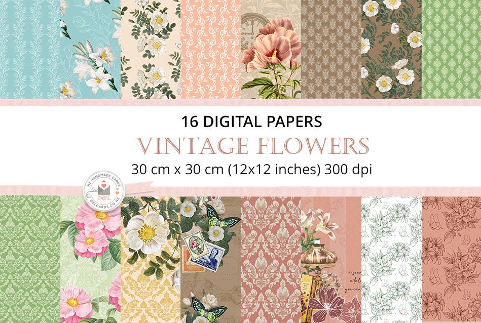 16 Digital Papers, Digital Scrapbooking Paper, Instant Download ...