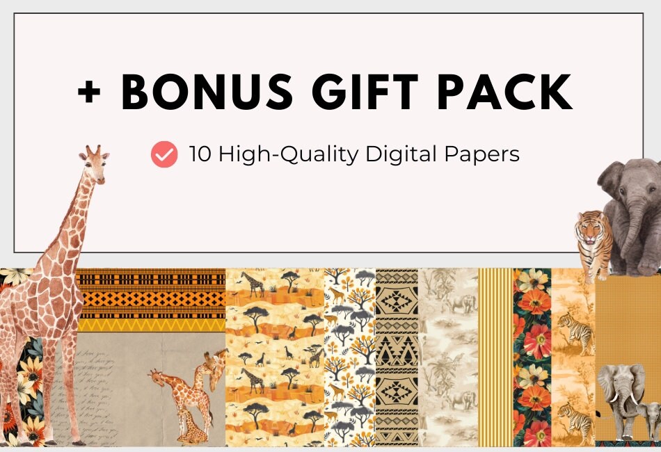 Digital Papers African Safari Themed, Digital Scrapbooking Paper ...
