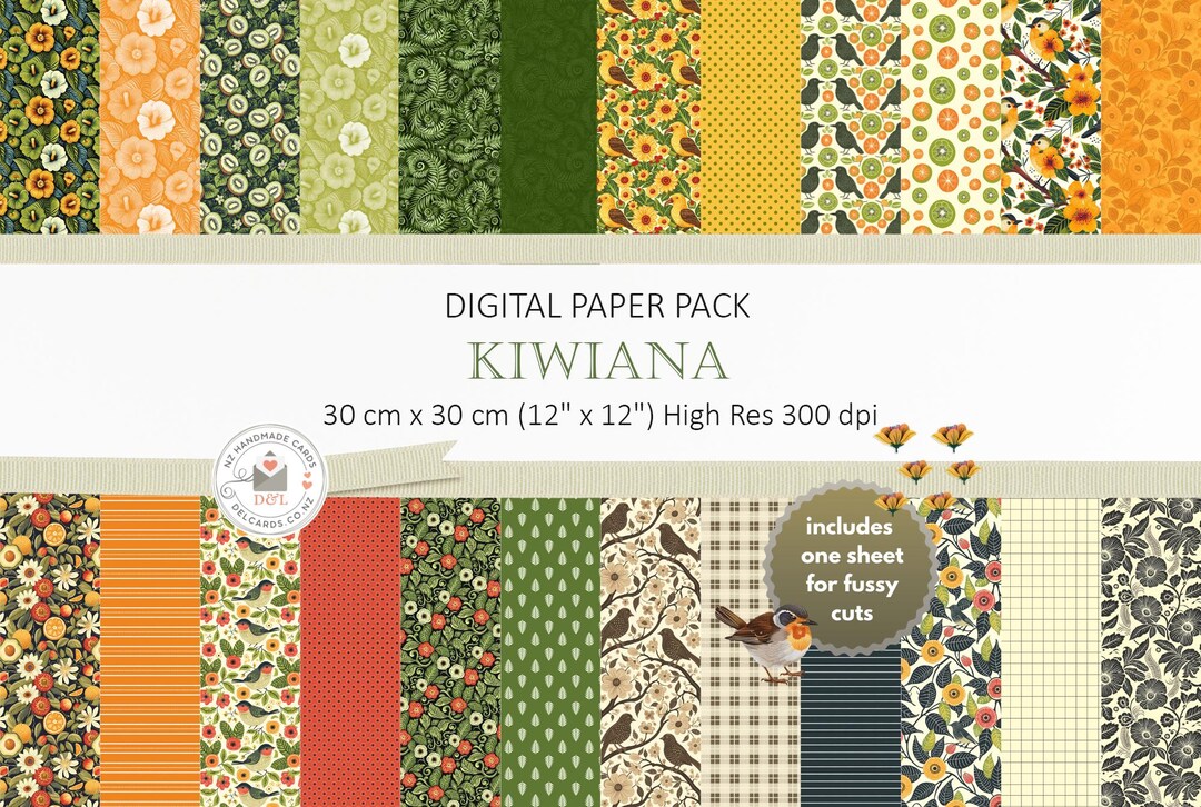 Kiwiana Digital Scrapbook Paper: Vintage Kiwi Patterns (instant ...
