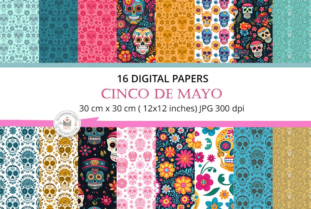 Cinco De Mayo Scrapbooking Papers, Digital Papers, Digital Patterns ...