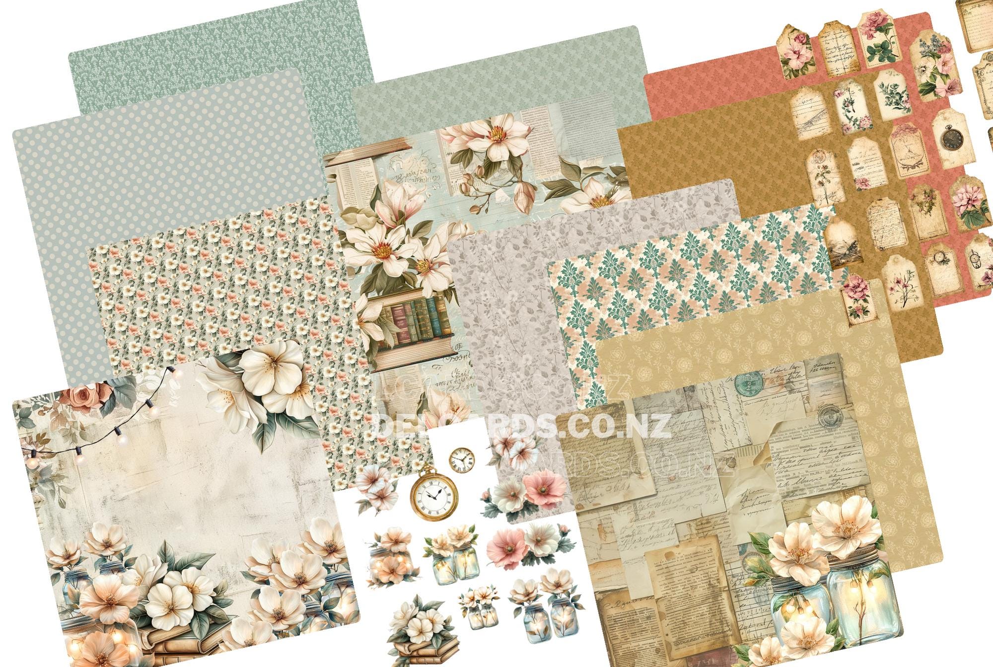 Vintage Chronicles Digital Paper Pack: Scrapbook Ephemera (digital ...
