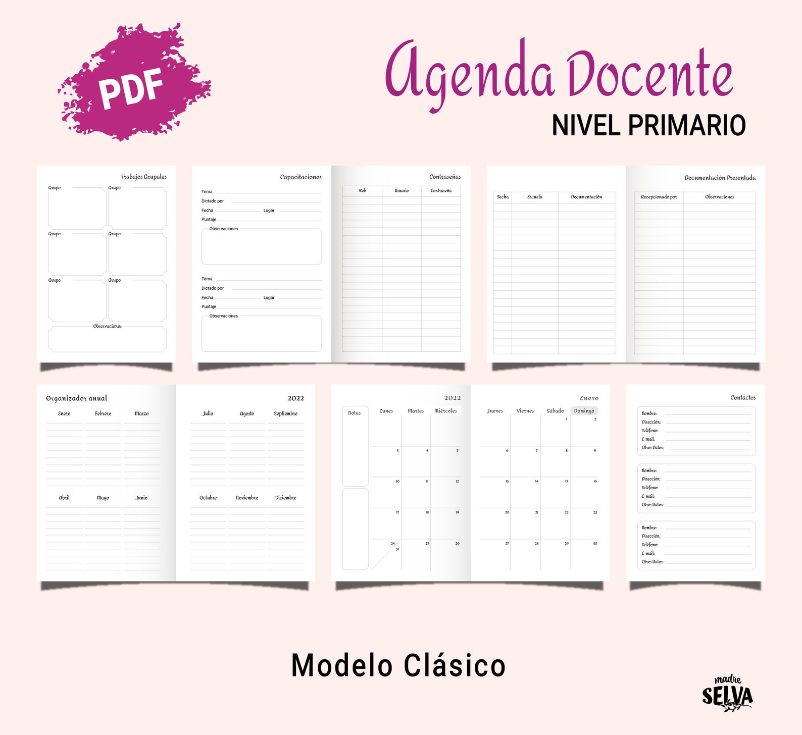 Agenda Docente 2022 PDF Para maestras | Etsy