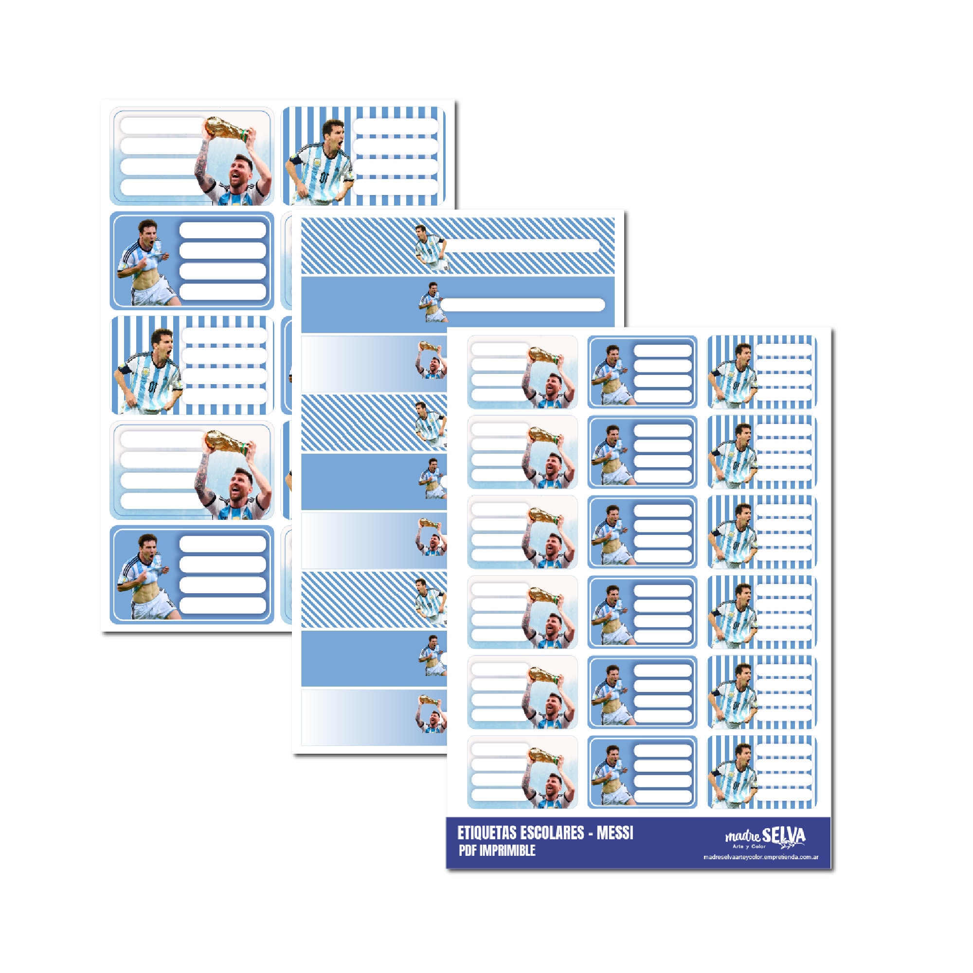 Kit imprimible etiquetas escolares Messi - Etsy México