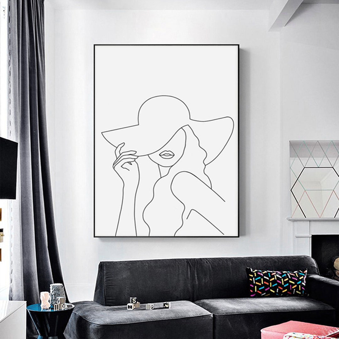 Minimalist Wall Art, Woman Line Art,modern Black White Prints,living ...