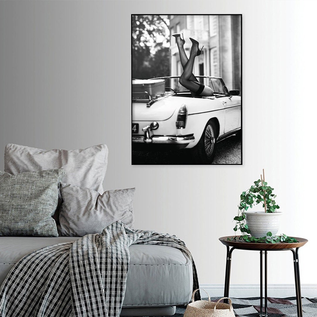 Fashin Wall Art - High Heels in Classic Car - Canvas Prints - Poster ...