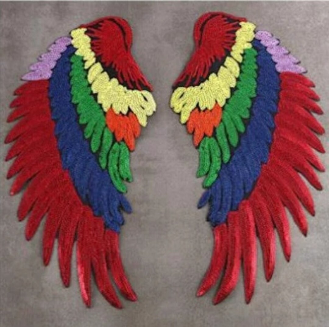 Sequin Angel Wings Appliques Multicolor Sequin Embroidery Wings ...