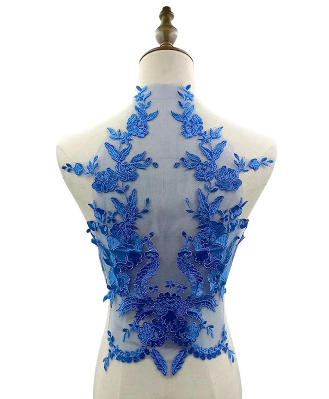 Embroidered Lace Applique Blue Lace Sewing Flower Fabric Collar ...