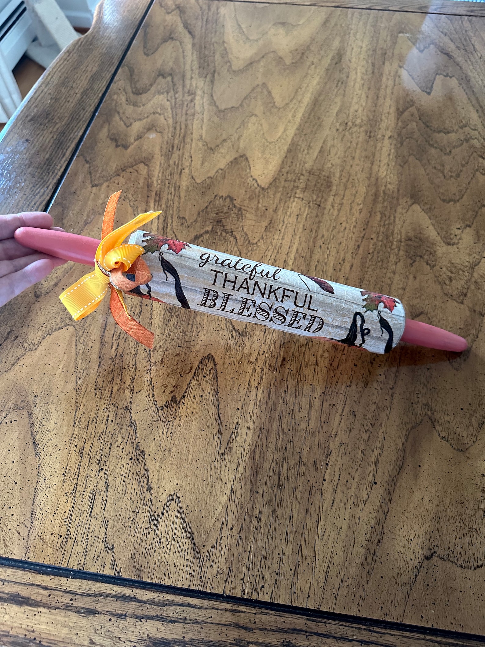 Giving Thanks Upcycled Vintage Rolling Pin for Fall Decor Decoupage ...