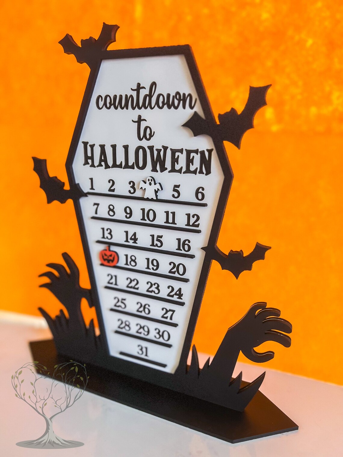 Spooky Halloween Countdown Ghost, Coffin, Pumpkin, Bats, Witch ...