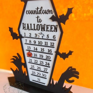 Spooky Halloween Countdown Ghost, Coffin, Pumpkin, Bats, Witch ...