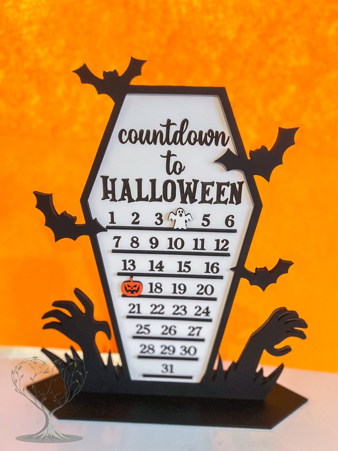Spooky Halloween Countdown Ghost, Coffin, Pumpkin, Bats, Witch ...