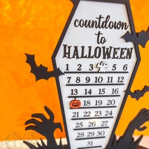 Spooky Halloween Countdown Ghost, Coffin, Pumpkin, Bats, Witch ...