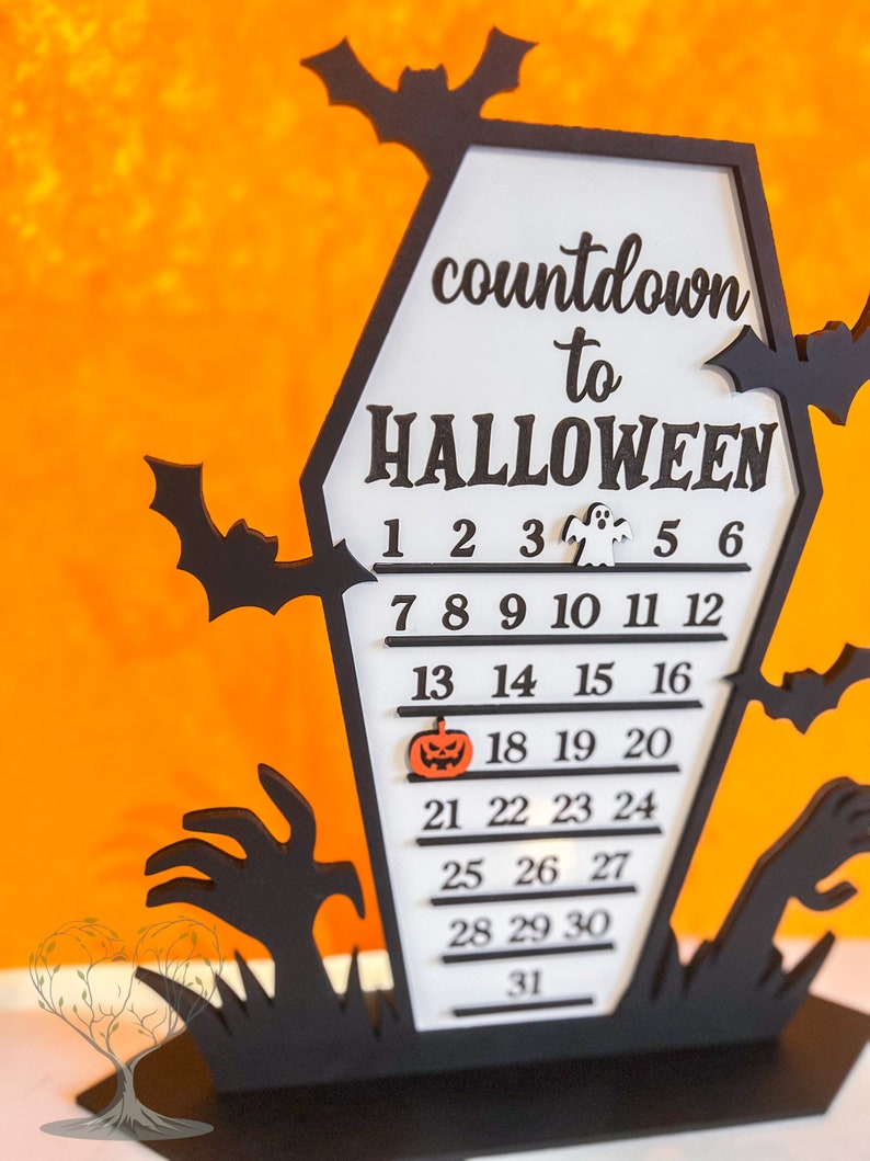 Spooky Halloween Countdown Ghost, Coffin, Pumpkin, Bats, Witch ...