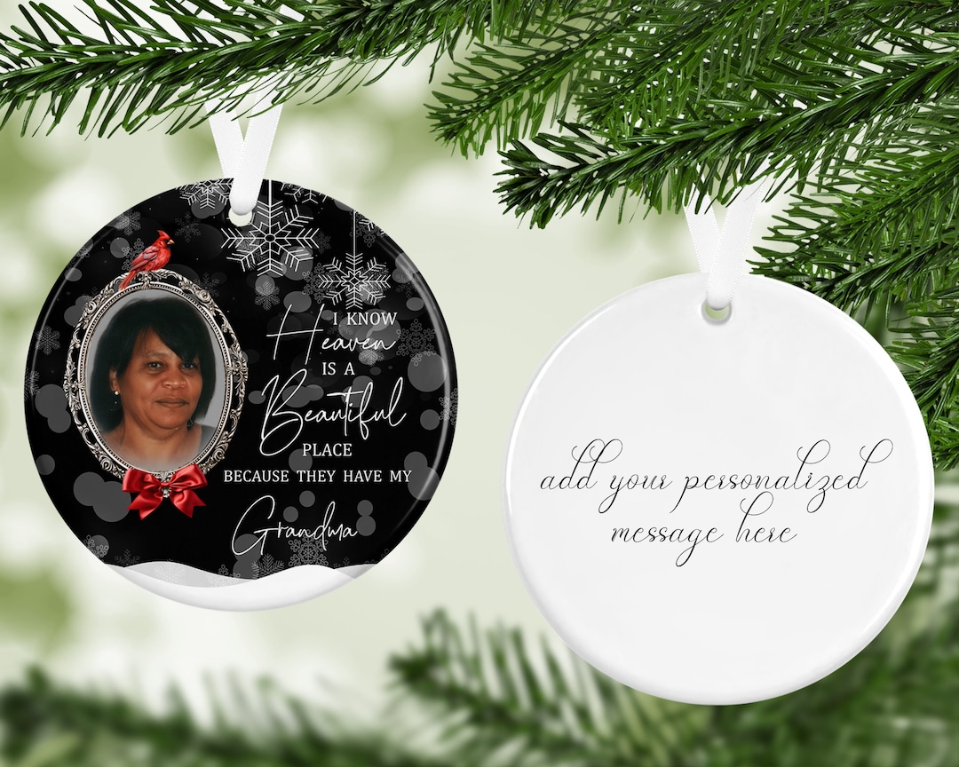 Personalized Christmas Memorial Photo Ceramic Ornament - Remembrance ...